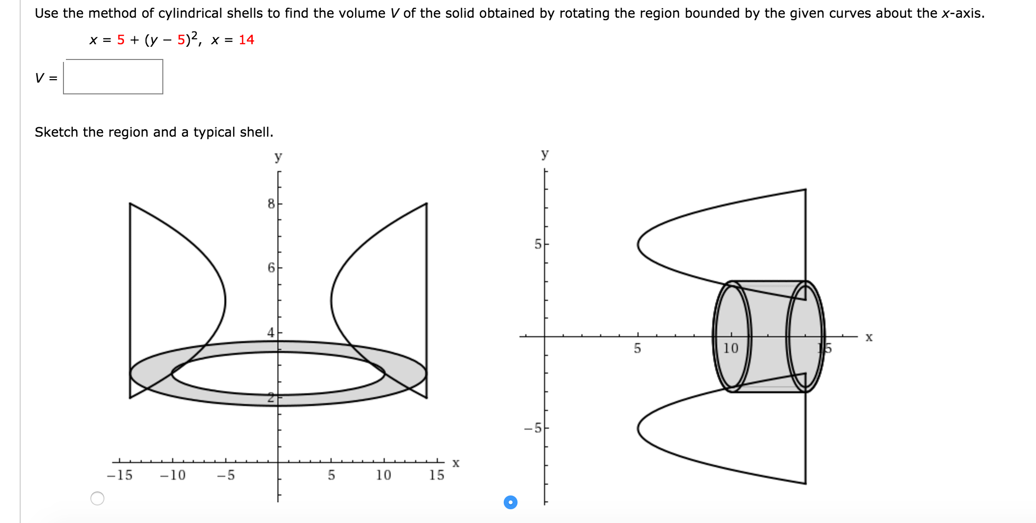 Solved Use the method of cylindrical shells to find the | Chegg.com