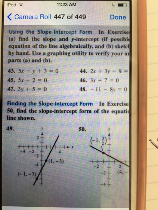 Solved In Exercises find the slope and y-intercept (if | Chegg.com
