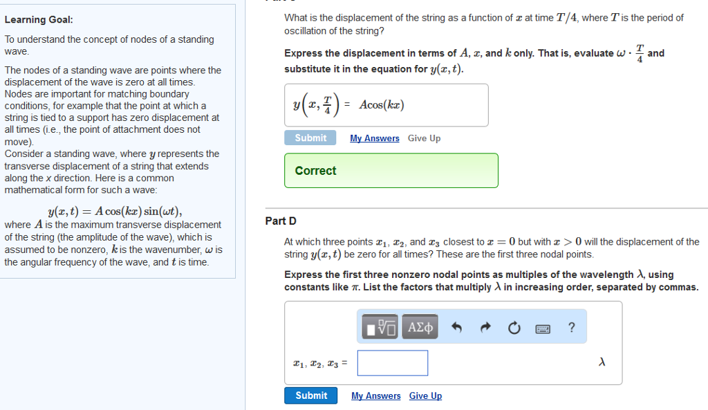 Solved Learning Goal What is the displacement of the string | Chegg.com
