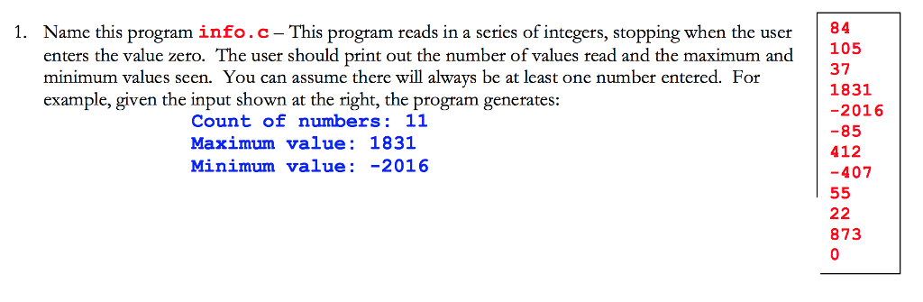 Solved 1. Name this program info.c-This program reads in a | Chegg.com