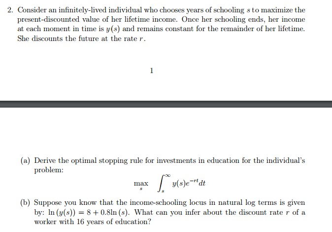 Solved 2. Consider an infinitely lived individual who | Chegg.com