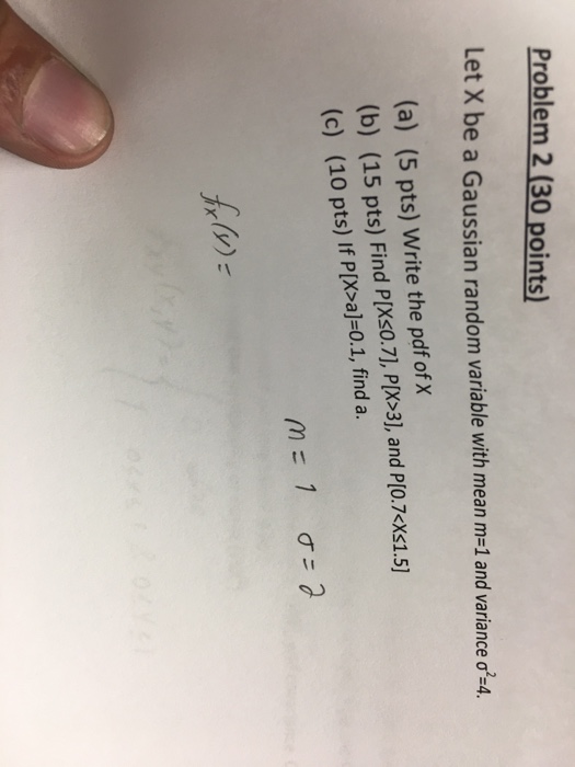 Solved let x be a gaussian random variable with mean m=1 | Chegg.com