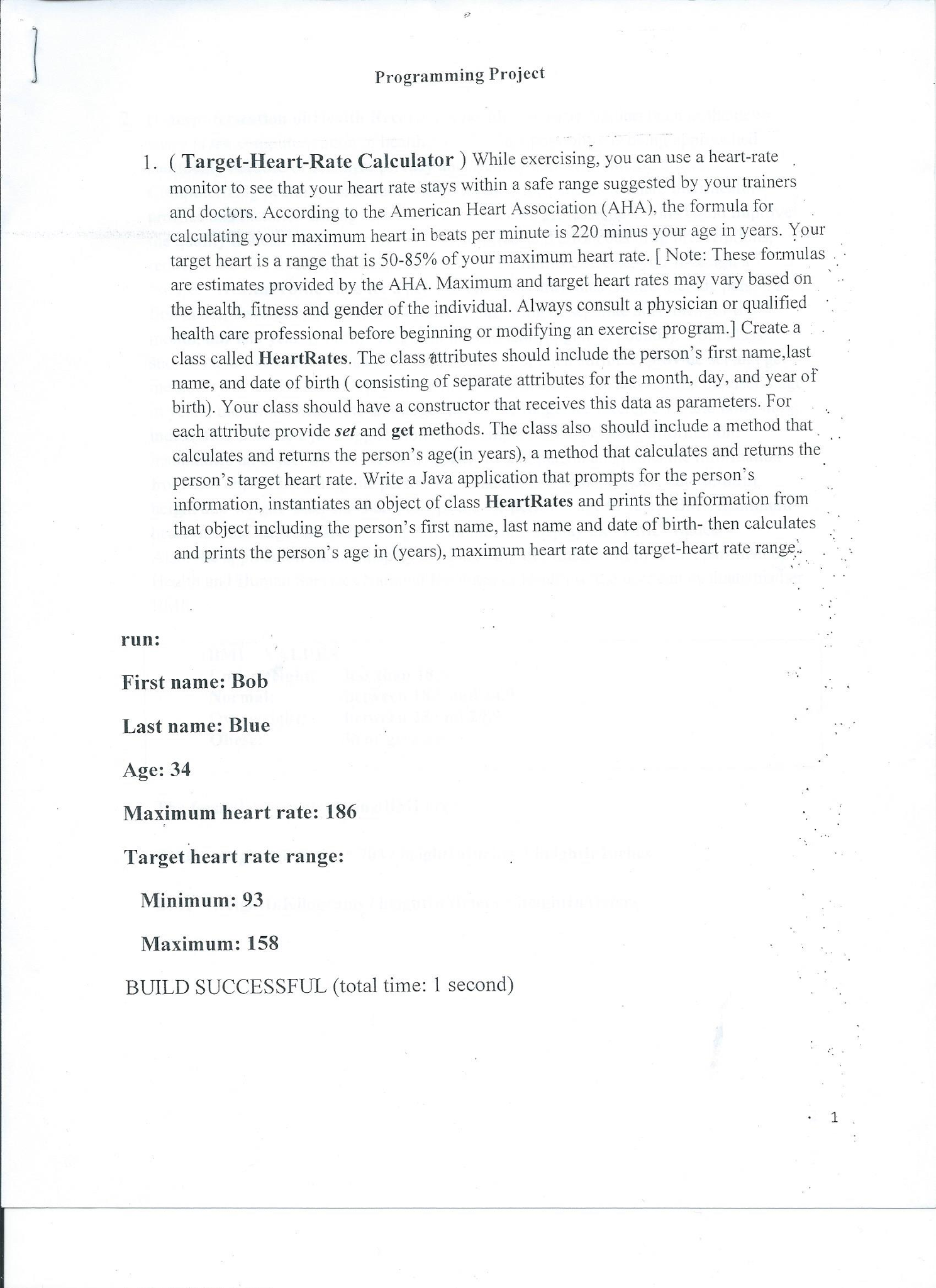 Solved Programming Project l. (Target-Heart-Rate Calculator | Chegg.com