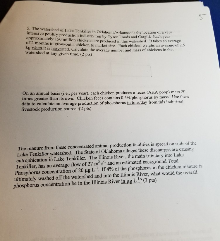 Solved 5. The watershed of Lake Tenkiller in Oklahoma/ | Chegg.com