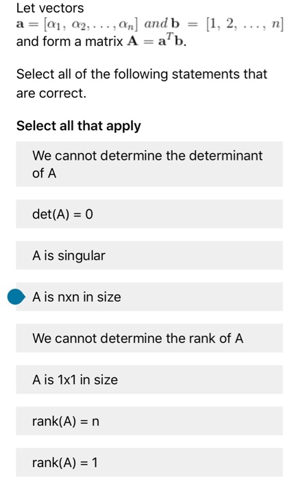 Solved Let vectors a = [alpha_1, alpha_2, .... alpha_n] and | Chegg.com