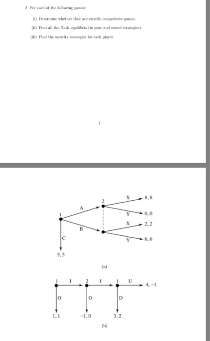 For each of the following games: Determine whether | Chegg.com