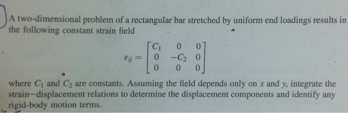 Solved A two-dimensional problem of a rectangular bar | Chegg.com