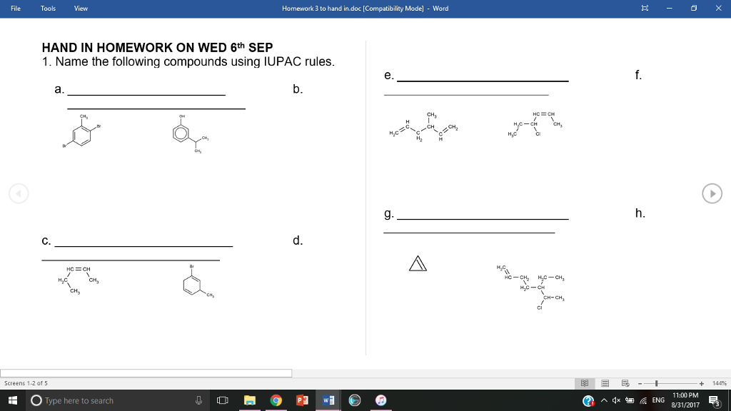 Solved Name the following compounds using IUPAC rules. | Chegg.com