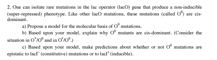 Solved One can isolate rare mutations in the lac operator | Chegg.com
