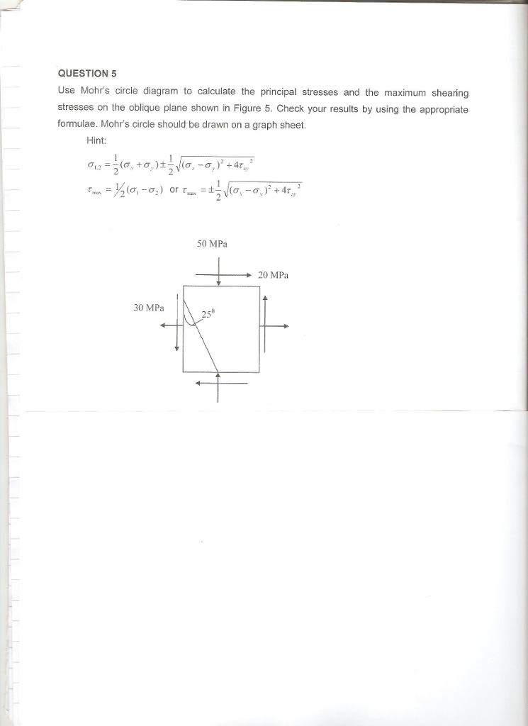 Solved Use Mohr's circle diagram to calculate the principal | Chegg.com