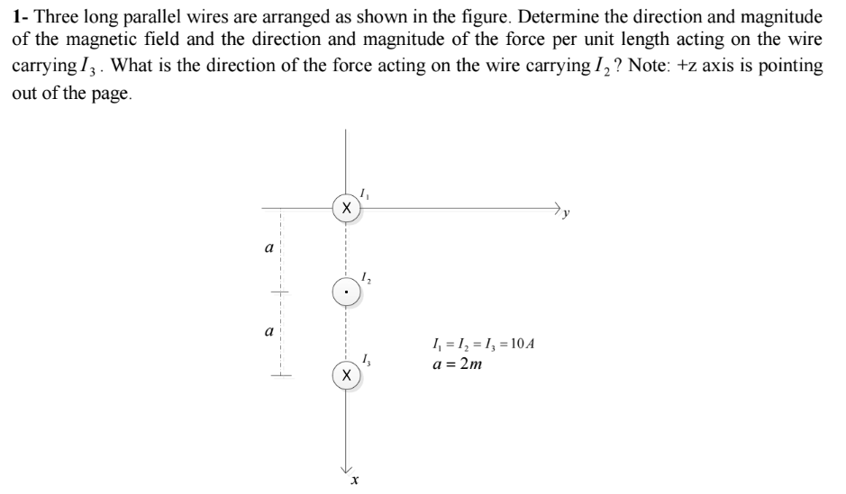 Solved Three long parallel wires are arranged as shown in | Chegg.com