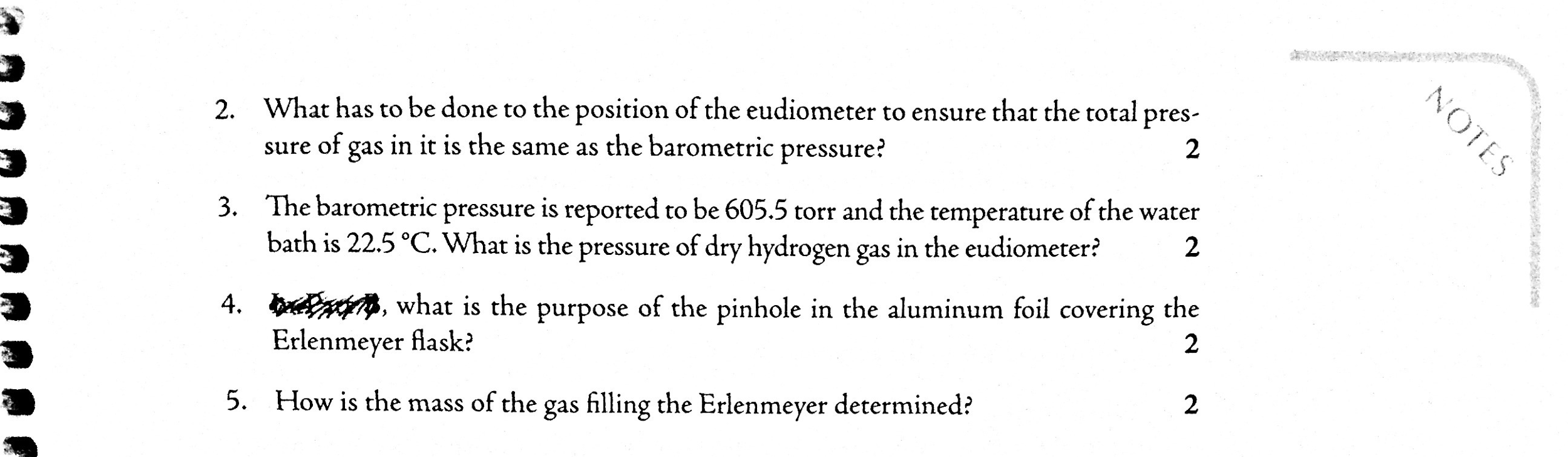 What has to be done to the position of the eudiometer | Chegg.com
