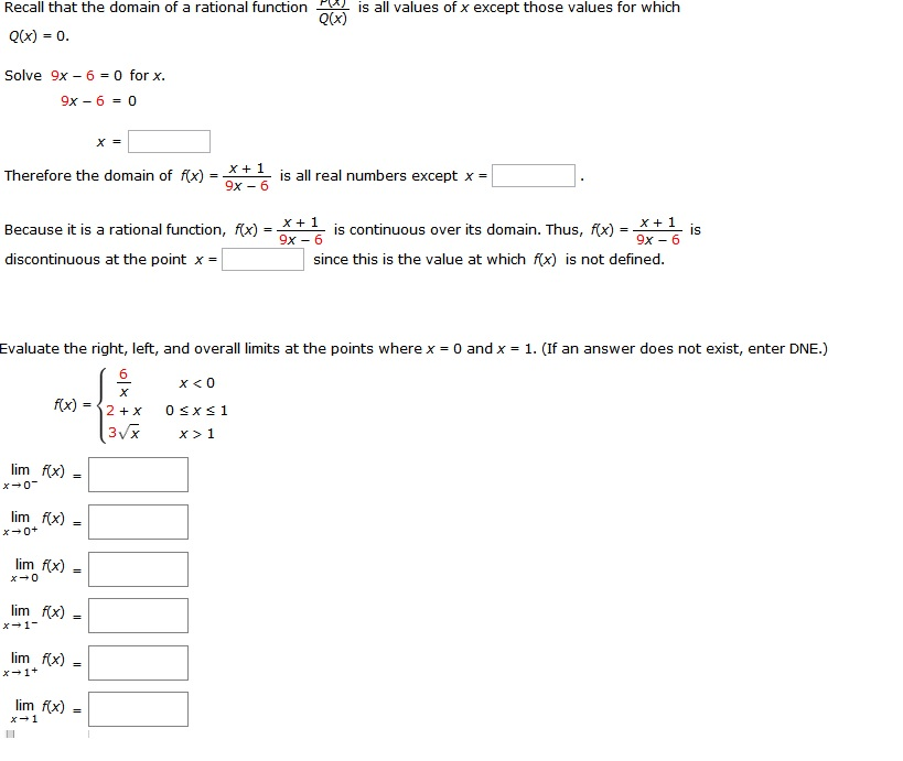 Solved Recall that the domain of a rational function | Chegg.com