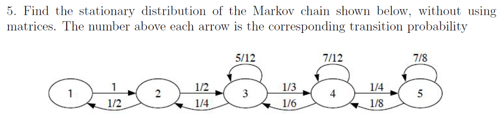Solved 5. Find the stationary distribution of the Markov | Chegg.com