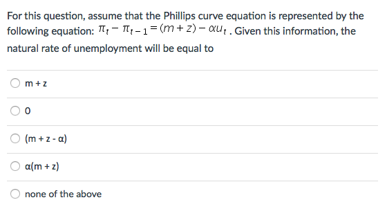 Solved For this question, assume that the Phillips curve | Chegg.com