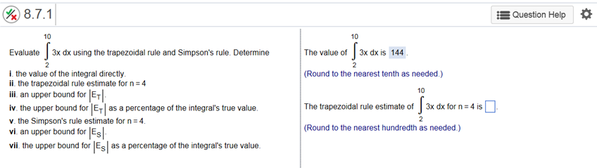 Solved Evaluate integral_2^10 dx using the trapezoidal rule | Chegg.com