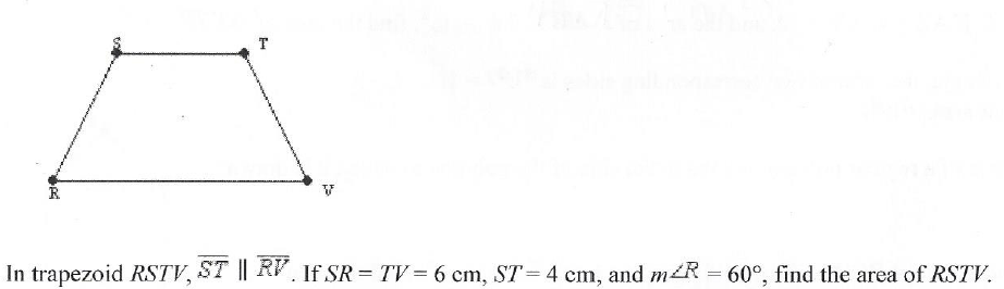 Solved In trapezoid RSTV, ST bar parallel to RV bar. If SR = | Chegg.com