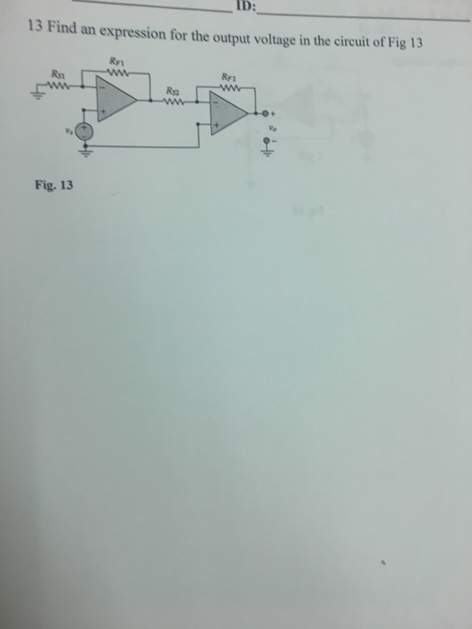 Solved Find an expression for the output voltage in the | Chegg.com