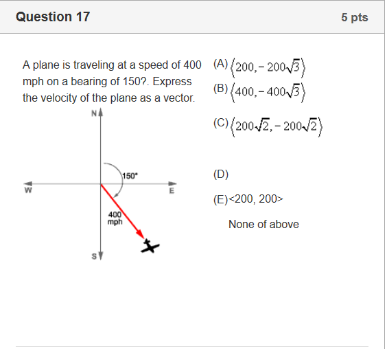 Solved A plane is traveling at a speed of 400 mph on a | Chegg.com