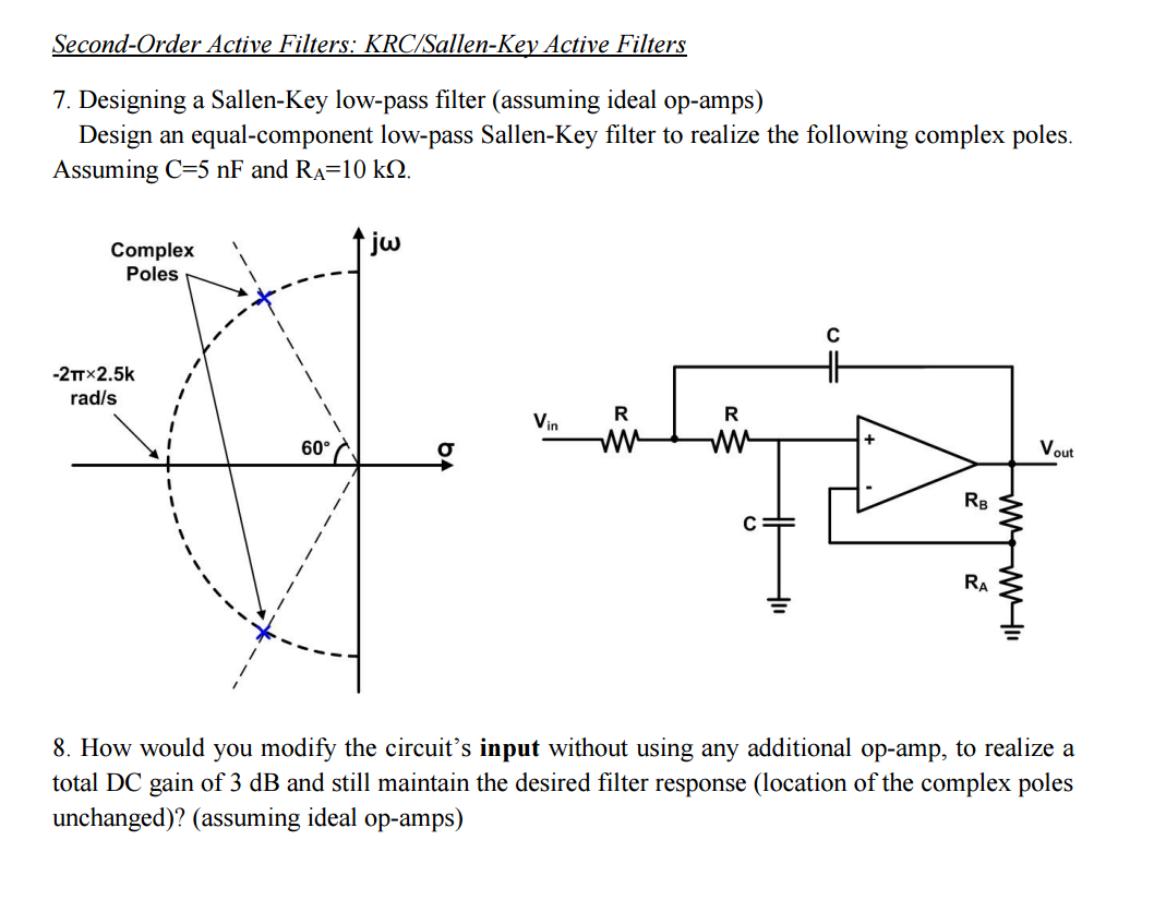 Solved Designing a Sallen-Key low-pass filter (assuming | Chegg.com