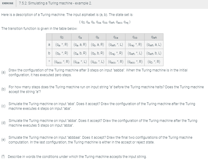 Solved EXERCISE 7.52 Simulating a Turing machine-example 2 | Chegg.com