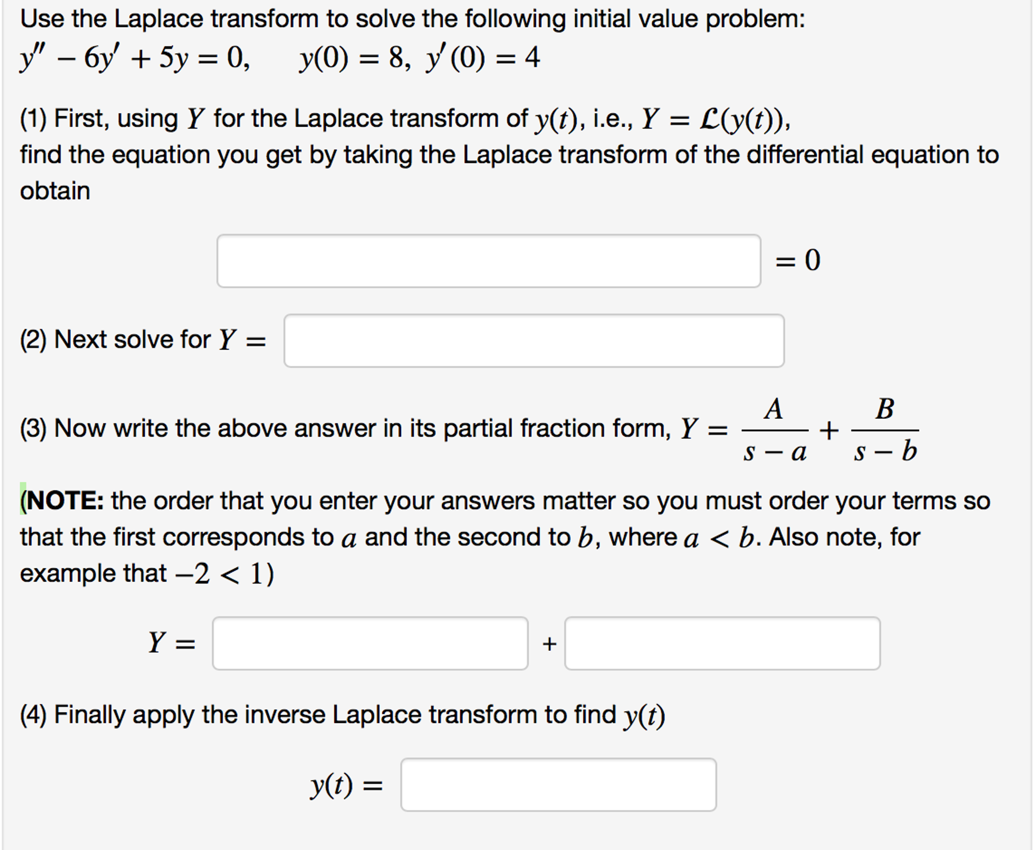Solved Use The Laplace Transform To Solve The Following 