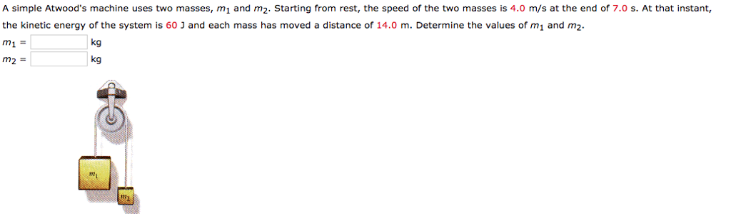 Solved A simple Atwood's machine uses two masses, m1 and m2. | Chegg.com