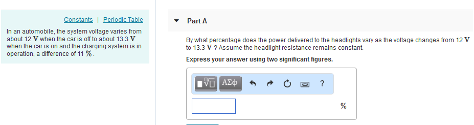 Solved Constants| Periodic Table Part A In an automobile, | Chegg.com