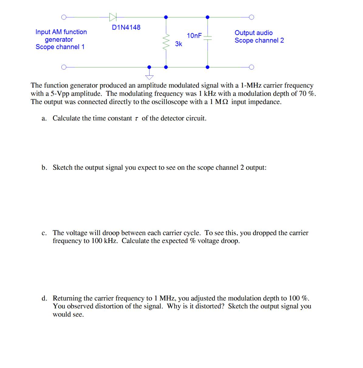 Solved The function generator produced an amplitude | Chegg.com