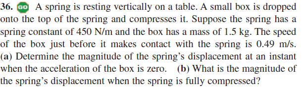 Solved 36. A spring is resting vertically on a table. A | Chegg.com
