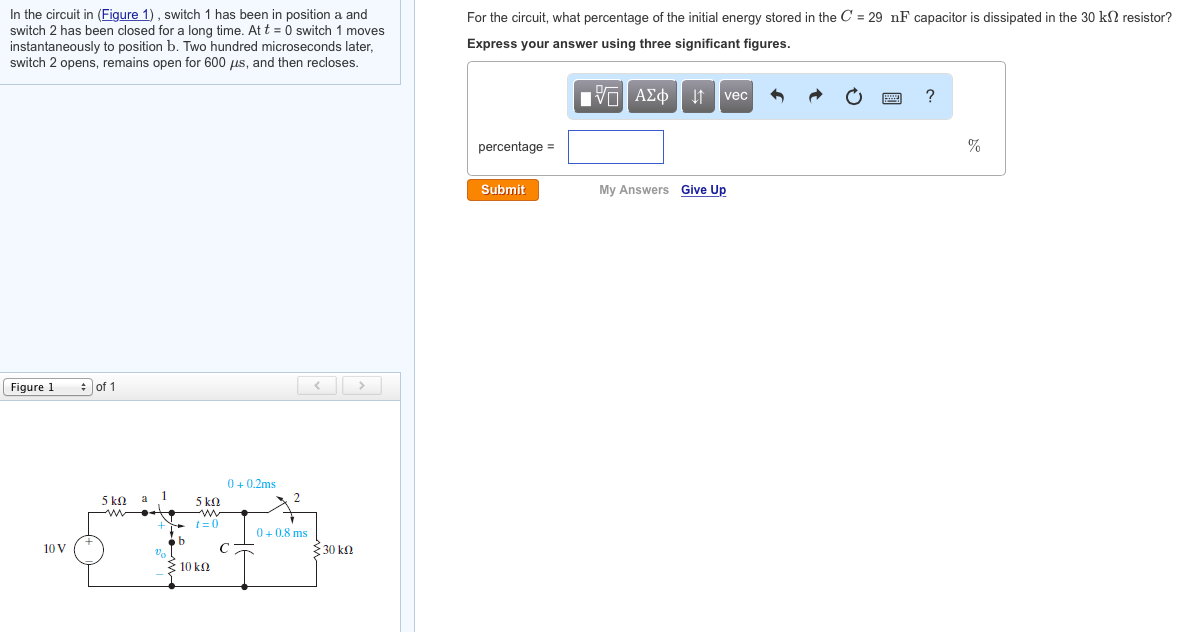 Solved In the circuit in (Figure 1), switch 1 has been in | Chegg.com