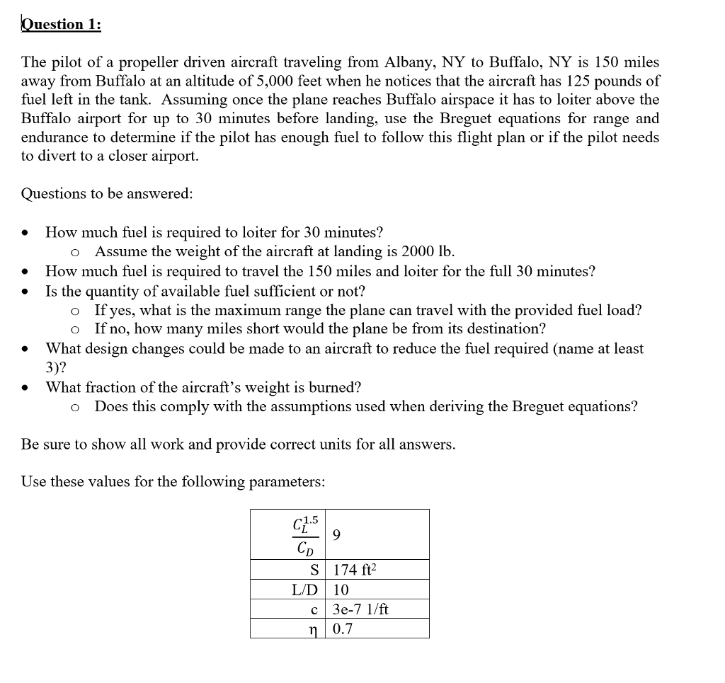 uestion 1: The pilot of a propeller driven aircraft | Chegg.com