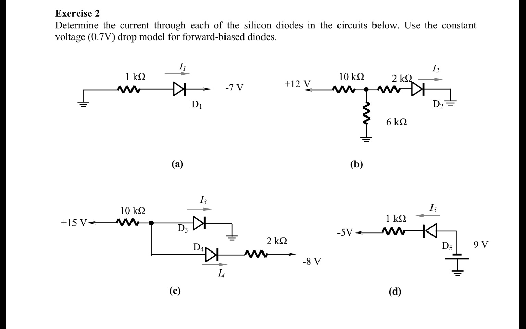Solved Determine the current through each of the silicon | Chegg.com