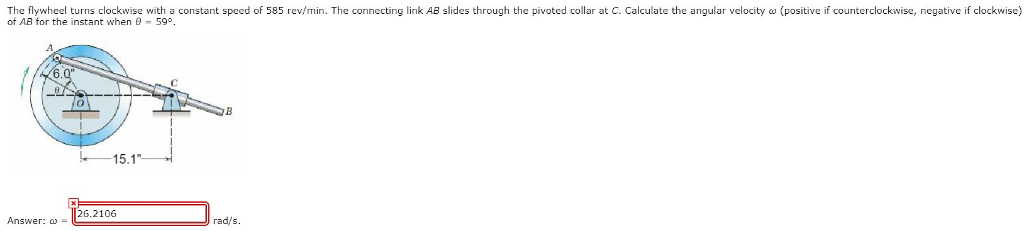 Solved The flywheel turns clockwise with a constant speed of | Chegg.com