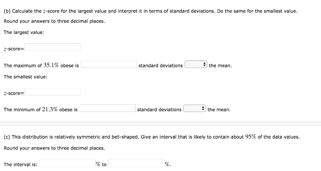 Solved Chapter 2, Section 3, Exercise 107 Percent Obese by | Chegg.com