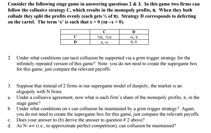 Solved Consider the following stage game in answering | Chegg.com