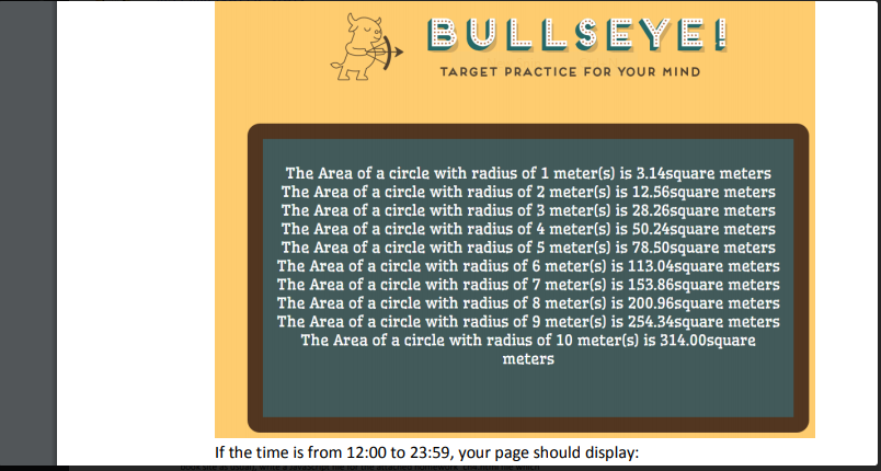 Solved BULLSEYE! TARGET PRACTICE FOR YOUR MIND The Area of a | Chegg.com