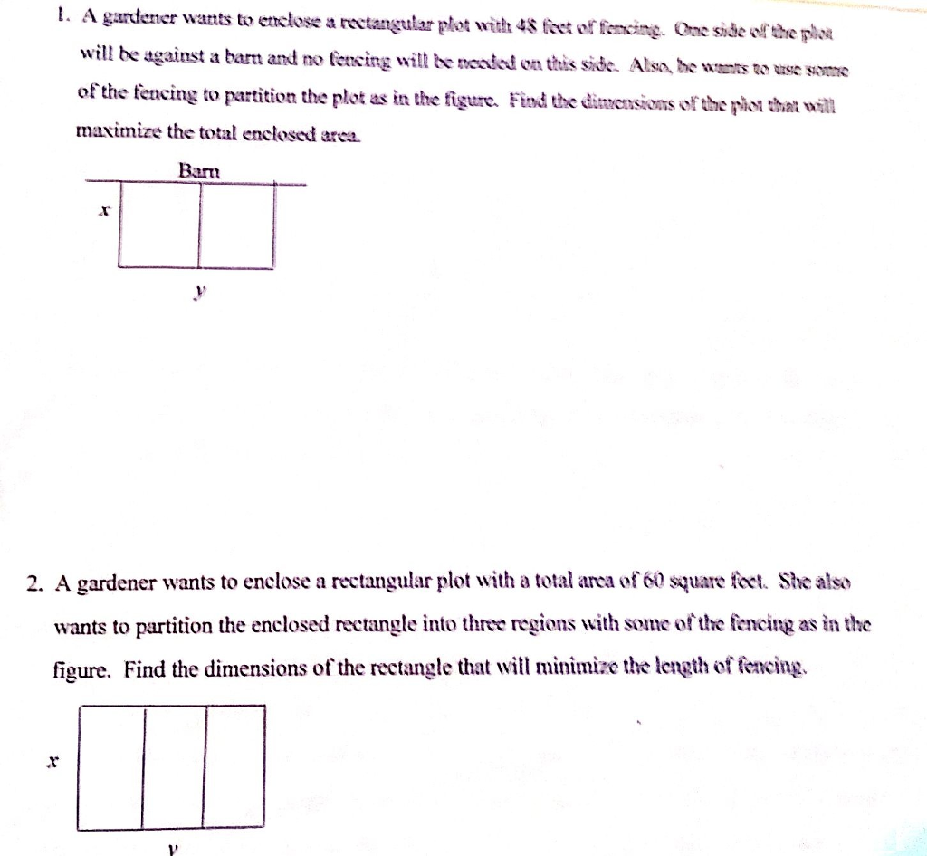 Solved a gardener wants to enclose a rectangular plot with | Chegg.com
