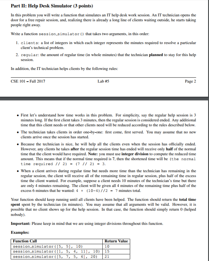 Solved Part II: Help Desk Simulator (3 points) In this | Chegg.com
