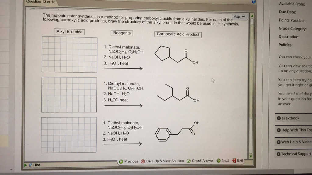 Solved The malonic ester synthesis is a method for preparing | Chegg.com