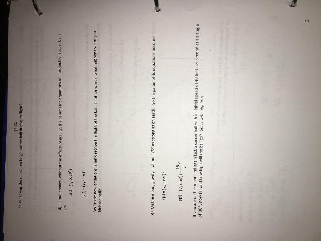 Solved Parametric Equations for Projectile Motion Suppose | Chegg.com