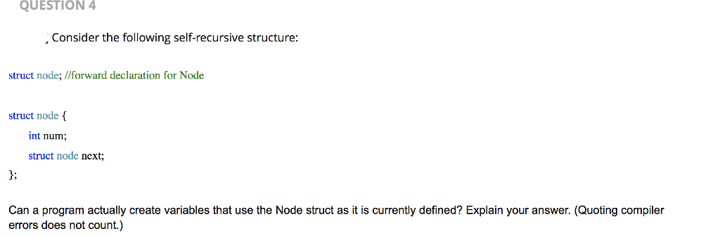 Solved Consider the following self-recursive structure: | Chegg.com