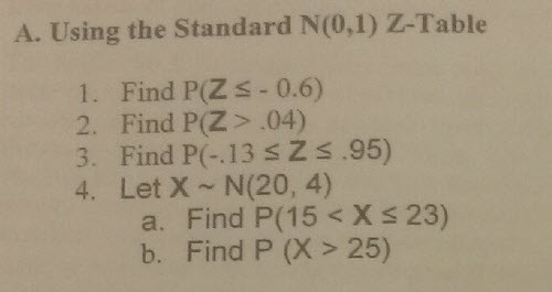 Solved Using the Standard N(0,1) Z-Table Find P(Z le - 0.6) | Chegg.com