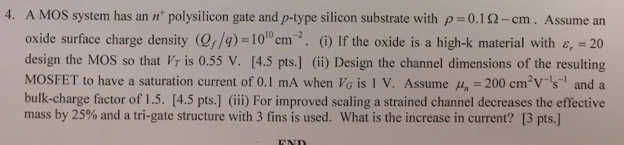 A MOS system has an n* polysilicon gate and p-type | Chegg.com