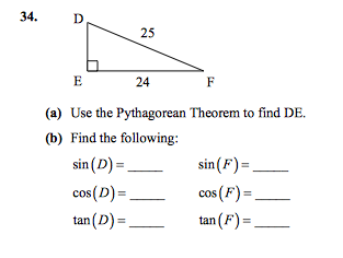 Solved Use the Pythagorean Theorem to find DE. Find the | Chegg.com