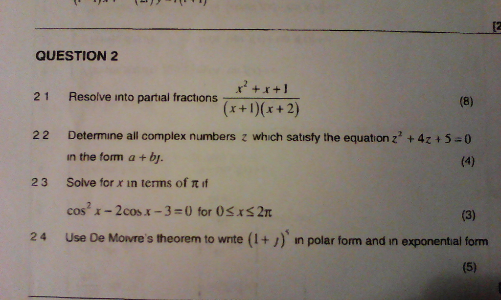 Solved QUESTION 2 21 Resolve into partial fractions x+(x+ 2 | Chegg.com