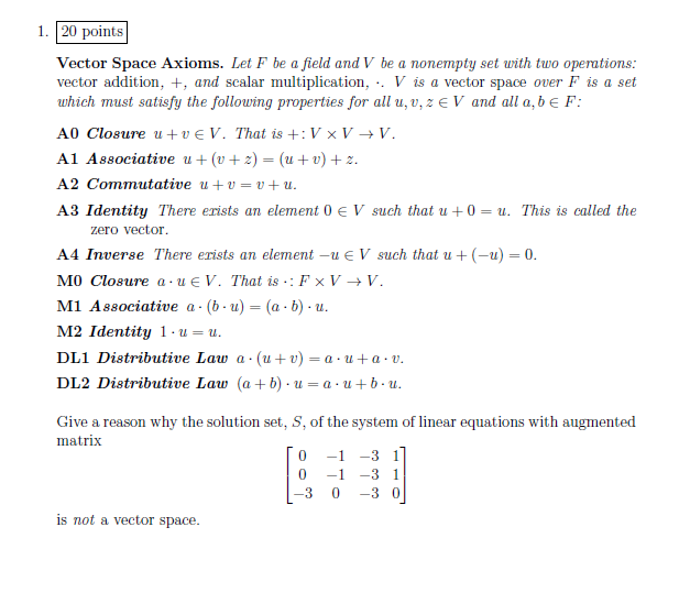 Solved Let F be a field and V be a nonempty set with two | Chegg.com