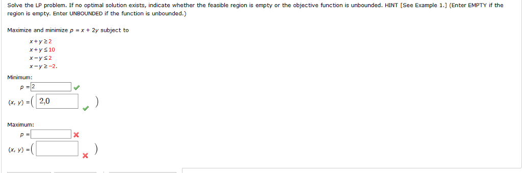 Solved Solve The Lp Problem If No Optimal Solution Exists