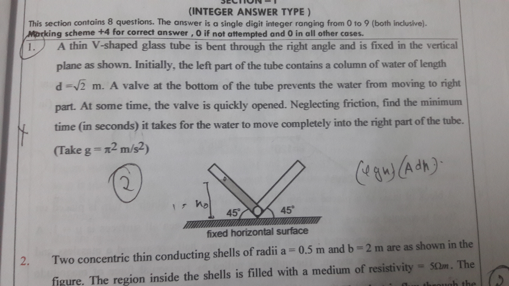 Solved (INTEGER ANSWER TYPE) This section contains 8 | Chegg.com