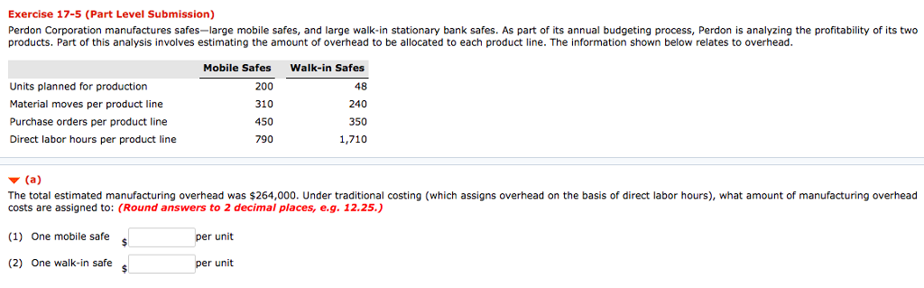 Solved Exercise 17-5 (Part Level Submission) Perdon | Chegg.com
